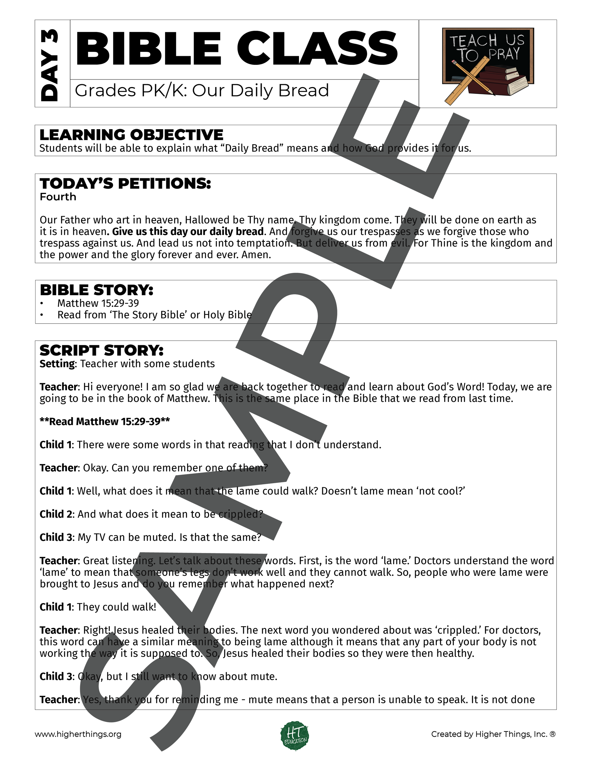 Higher Things - Teach Us To Pray Vacation Bible School 2024