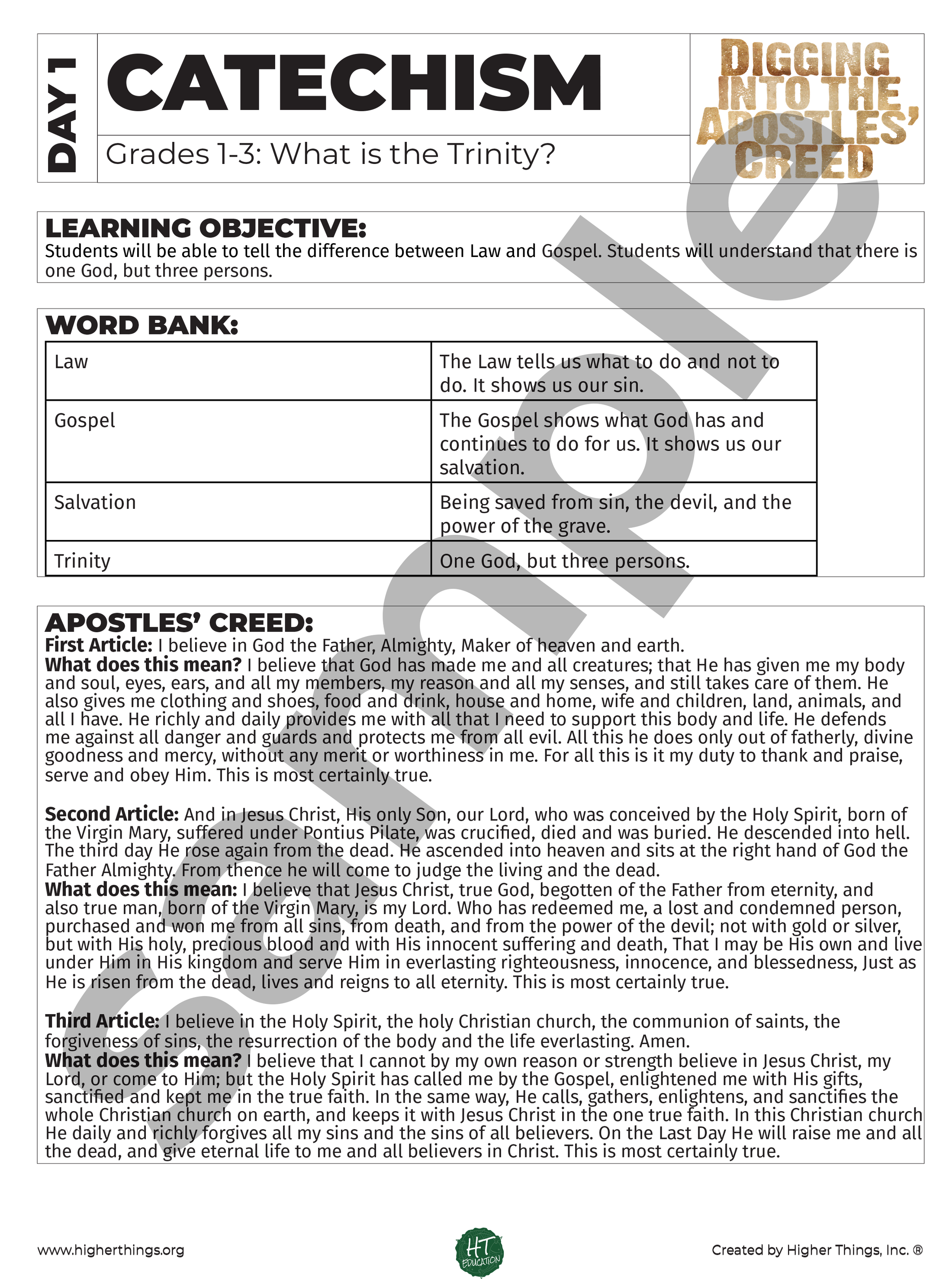 Higher Things - Digging Into the Apostles' Creed Vacation Bible School